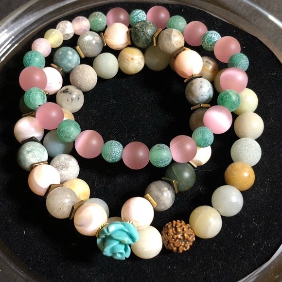 Cray Hart Designs | Jewelry | Amazonite Floral Bracelet Set | Poshmark